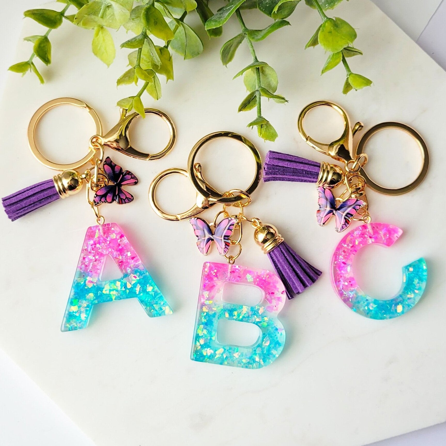 Purple and Blue Initial Letter Keychain – Ivy Lee